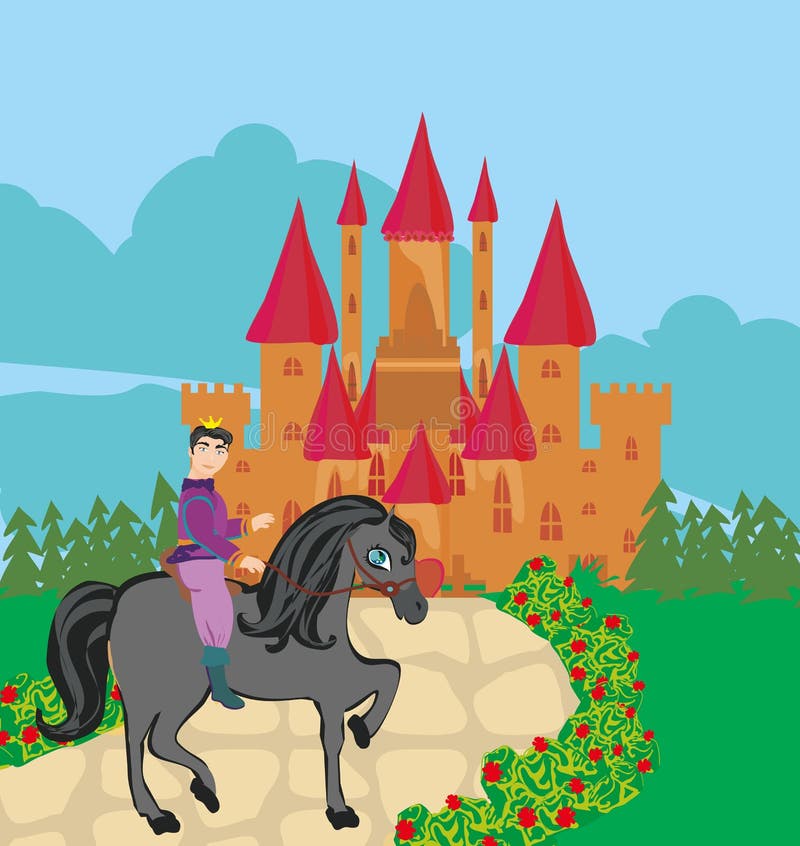 Prince Riding A Horse To The Princess Stock Vector - Illustration of ...