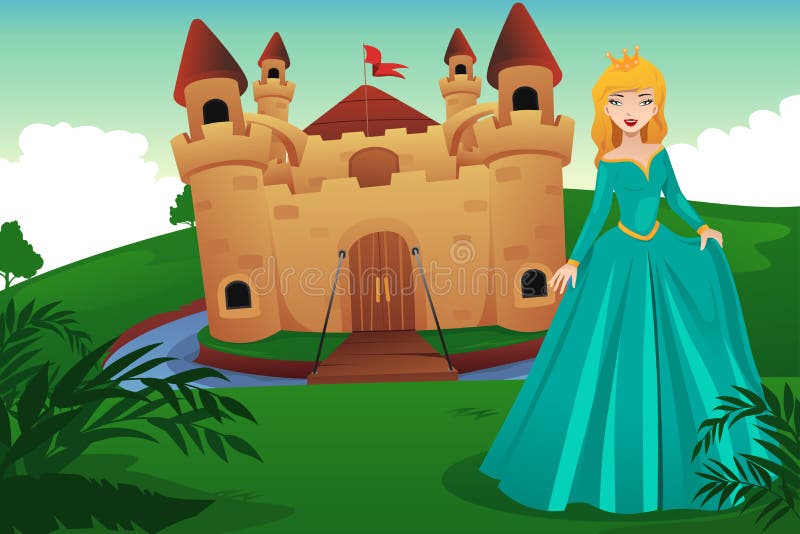 Princesa con su castillo ilustración del vector. Ilustración de niñez ...