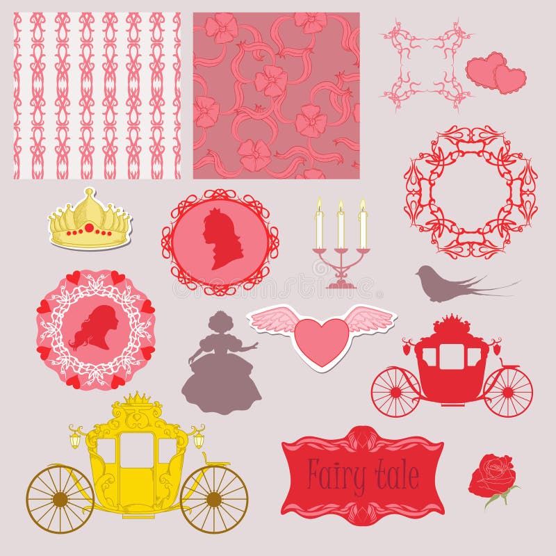Scrapbook Design Elements Vintage Wedding Set Stock Vector