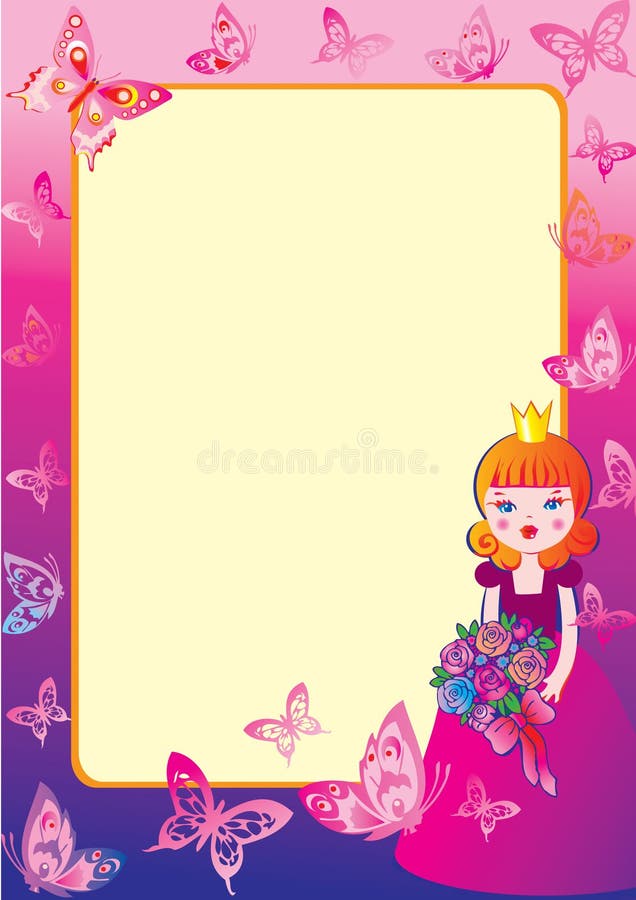 Princess Frame Design Template for Photos, Children Diplomas, Kids ...