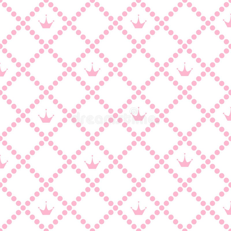 Princess Background Pattern with Pink Crown Stock Vector Illustration ...