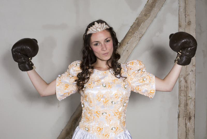 Princess with Boxing Gloves Stock Image - Image of costume, female ...