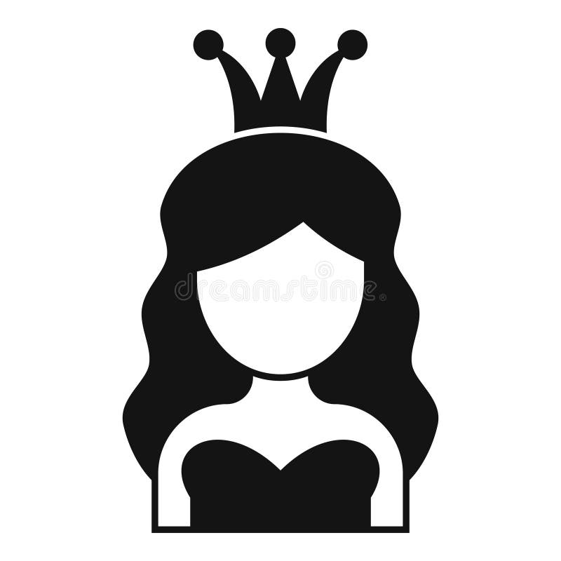 Princess Bride Wearing Crown with Dress Icon Silhouette Style Stock ...
