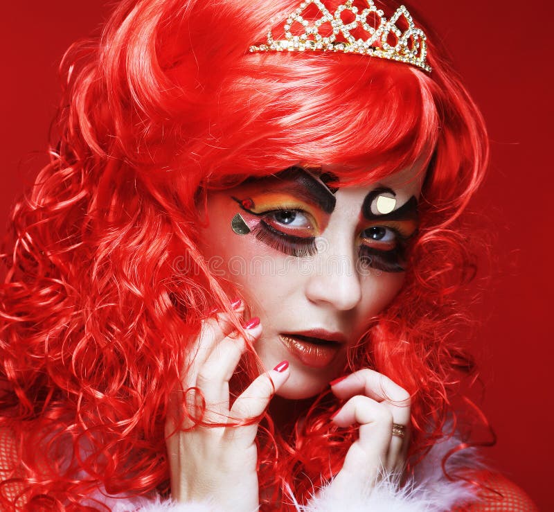 Princess with Bright Red Hair Stock Image - Image of lips, colorful ...