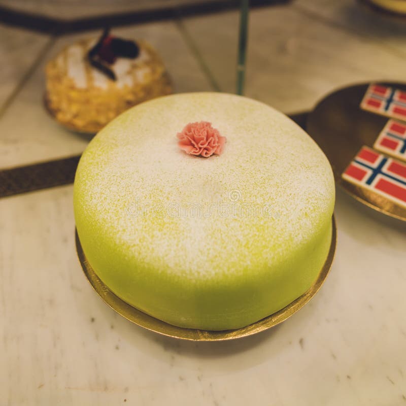 Princess Cake, a Swedish Cake Stock Image - Image of green, ready ...