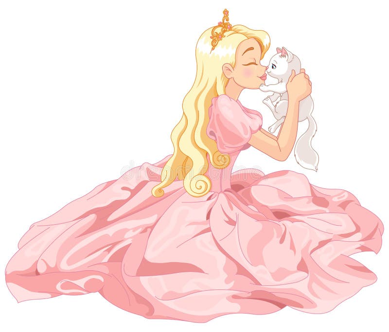 Princess and Cat stock vector. Illustration of drawing - 55388874