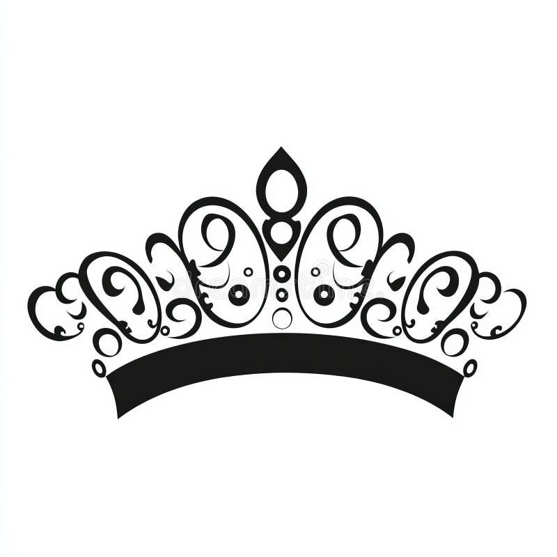 Princess Crown Silhouette , Black and White Illustration Isolated on ...