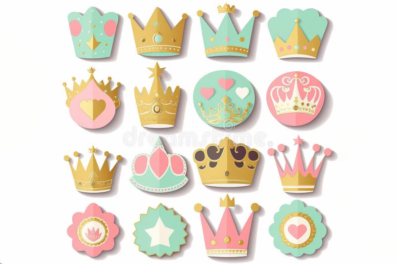 Princess Crown Stickers. Created with Generative AI Technology Stock ...