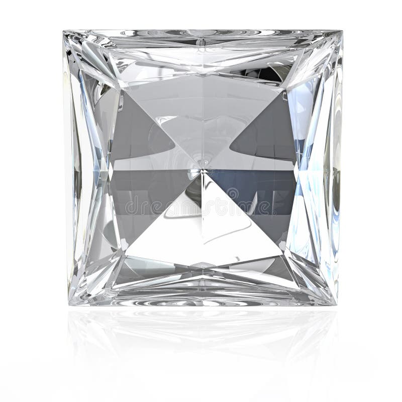 Princess Cut Diamond. Beautiful Shape Emerald Image with Reflective ...