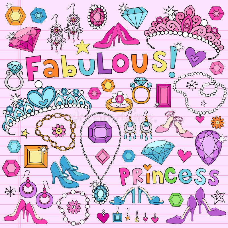 Princess Fairy Tale Doodles Seamless Pattern Vecto Stock Vector ...