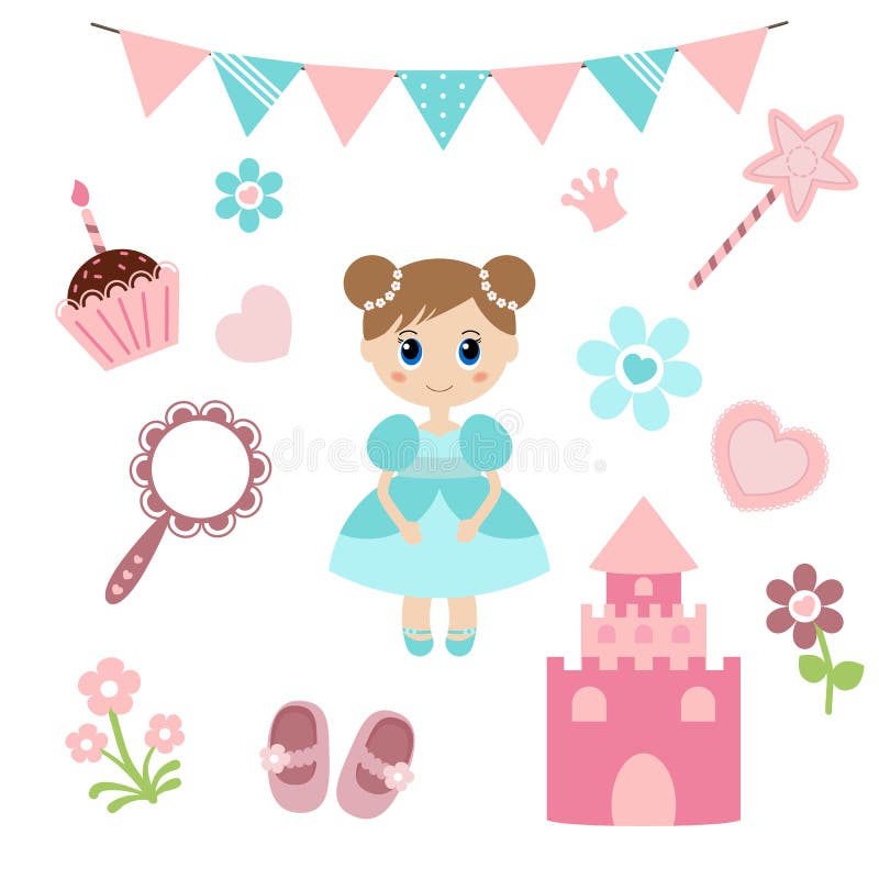 Princess design elements stock vector. Illustration of fairy - 63991888