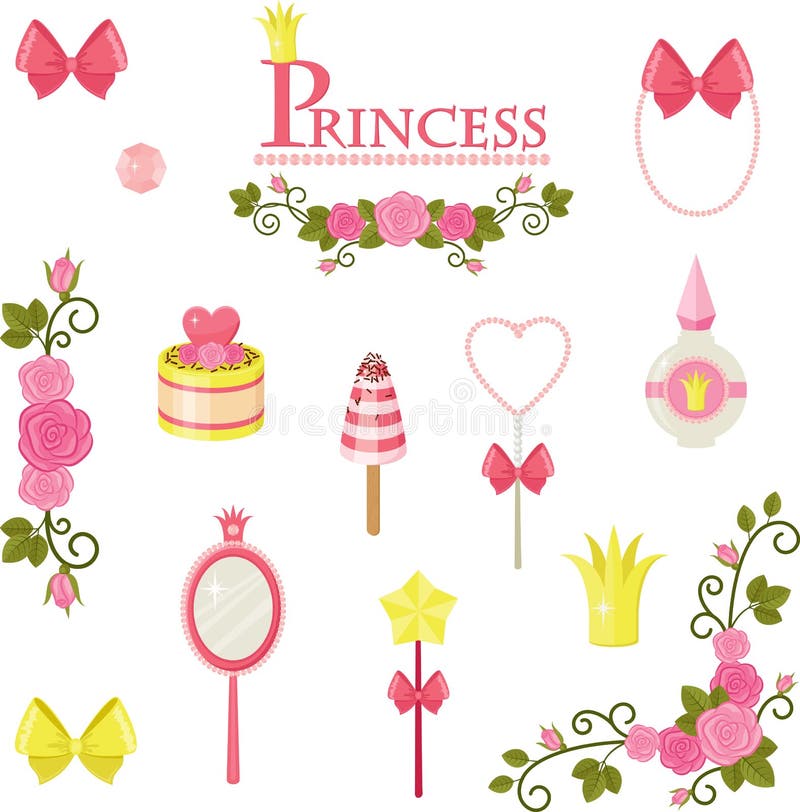 Princess Design Elements Set Stock Vector - Illustration of child, doll ...