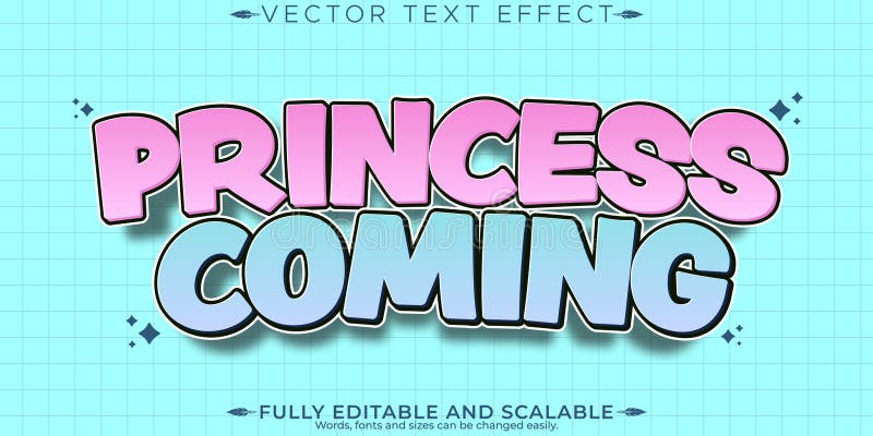 Princess Editable Text Effect, Editable Baby and Cute Text Style Stock Vector - Illustration of ...