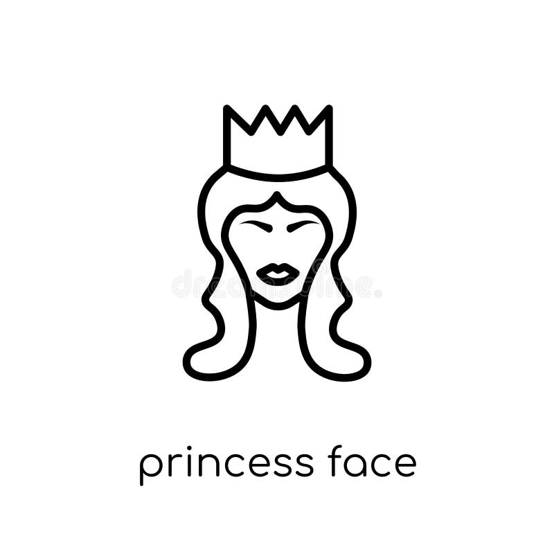 Princess Face Icon. Trendy Modern Flat Linear Vector Princess Fa Stock ...