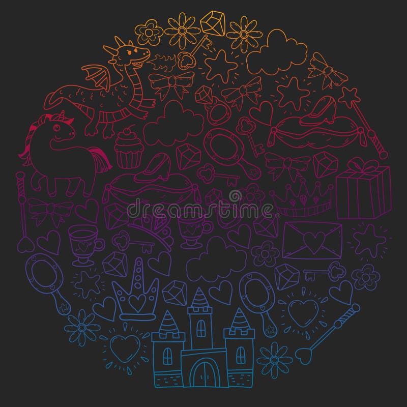 Princess and Fantasy Icon and and Design Element for Invitation and ...