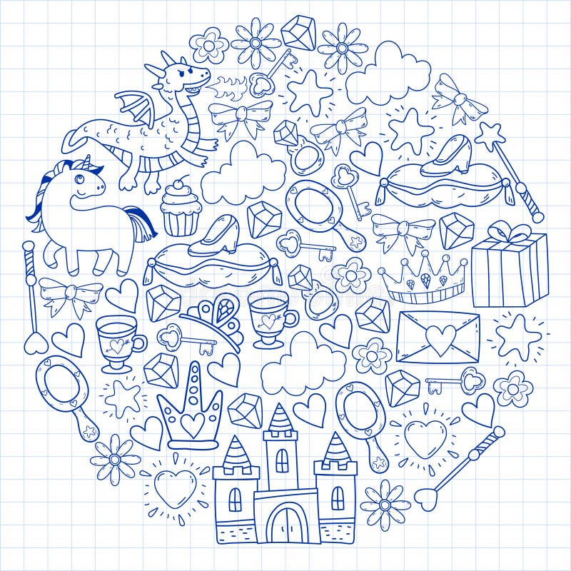 Princess and Fantasy Icon and and Design Element for Invitation and ...