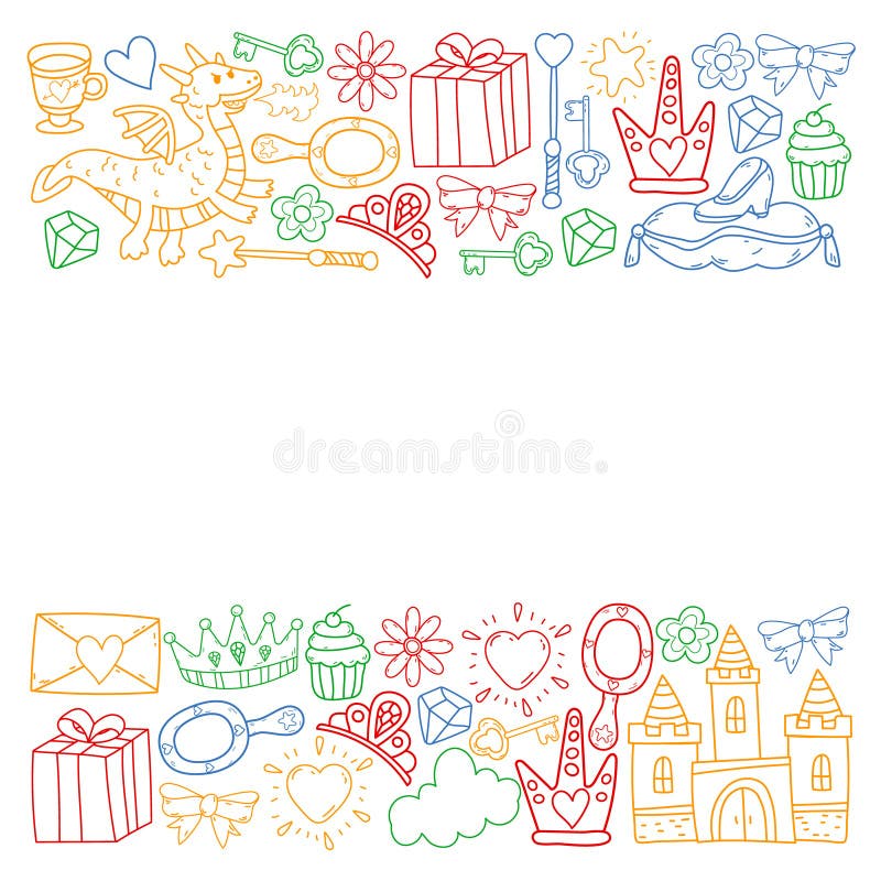 Princess and Fantasy Icon and and Design Element for Invitation and ...