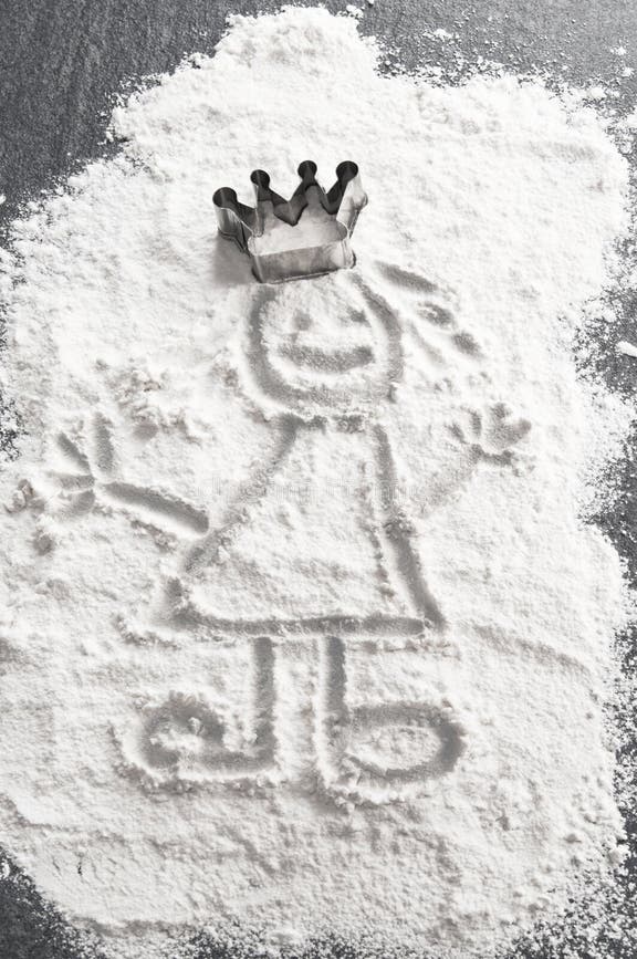 Princess in Flour with Baking Dish Crown Stock Image - Image of slate ...