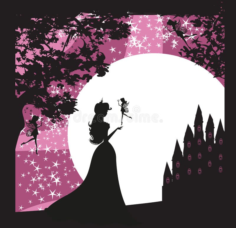 Princess and Flying Fairies Stock Vector - Illustration of magic ...