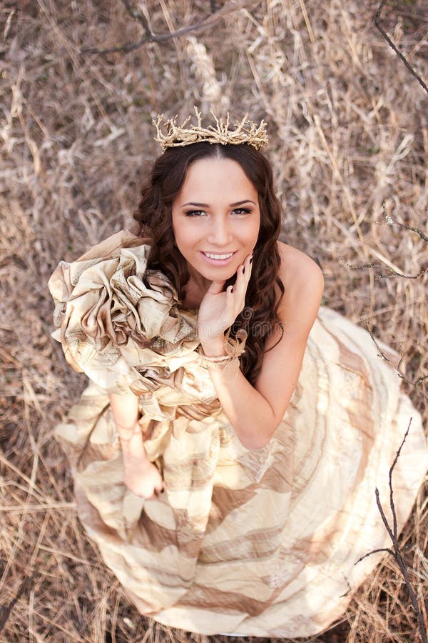 Princess in gold dress stock image. Image of love, diadem - 25704599