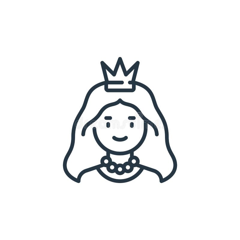 Princess Icon Vector from Fairytale Concept. Thin Line Illustration of ...