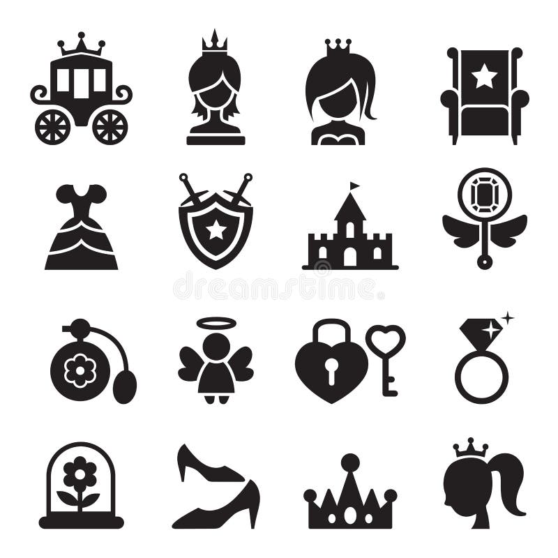 Princess icons stock illustration. Illustration of dream - 72474364