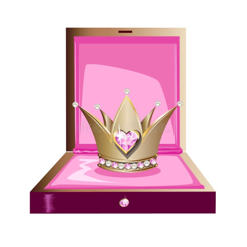 Jewelry Box with a Tiara Decorated with Pearls, Pink Gems for a ...
