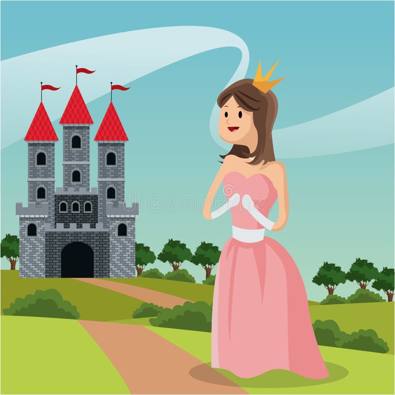 Princess Path Castle Landscape Stock Vector - Illustration of palace ...