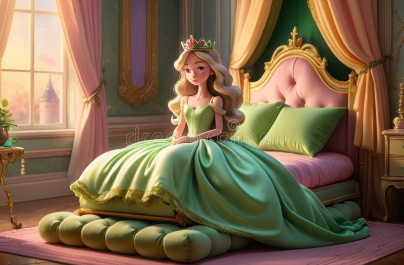 The Princess and the Pea on a Cushion Stock Illustration - Illustration ...