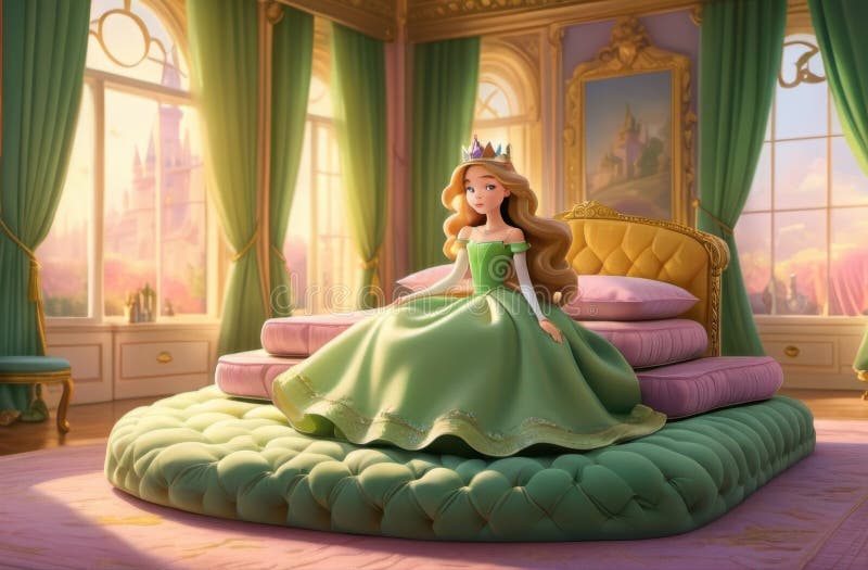 The Princess and the Pea on a Cushion Stock Illustration - Illustration ...