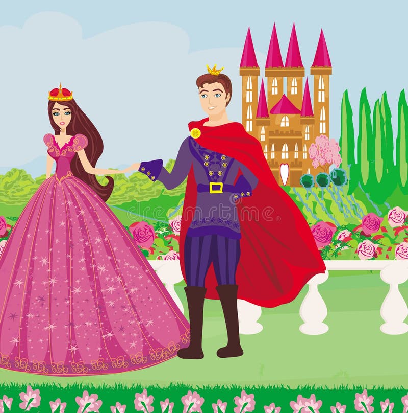 The Princess and the Prince in a Beautiful Garden Stock Vector ...