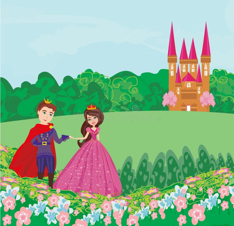 The Princess and the Prince in a Beautiful Garden Stock Vector ...