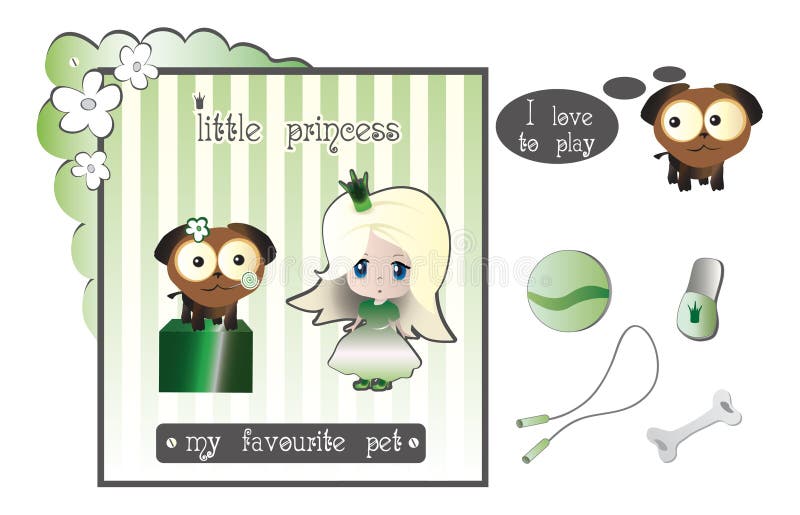 The Princess and the Puppy stock vector. Illustration of characters ...