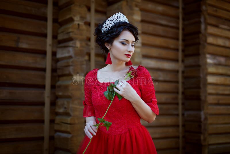 Princess in a red dress stock image. Image of history - 148762655