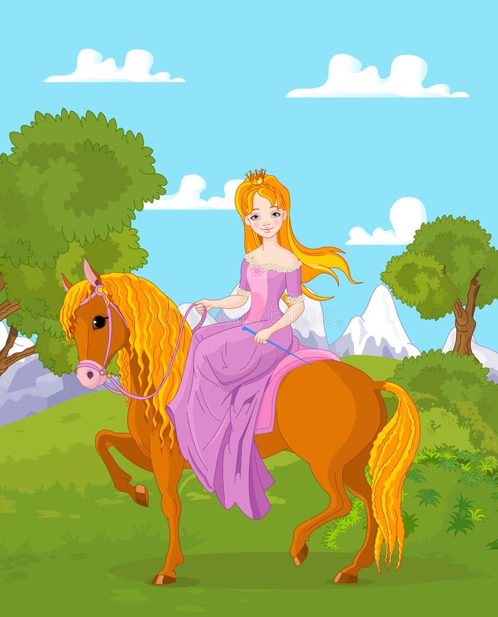 Princess Riding Horse stock vector. Illustration of happiness - 60408970