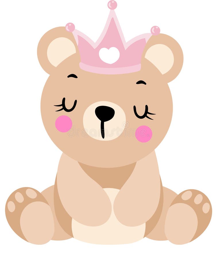 Princess Teddy Bear on Swing Made of Clouds and Rainbow Stock Vector ...