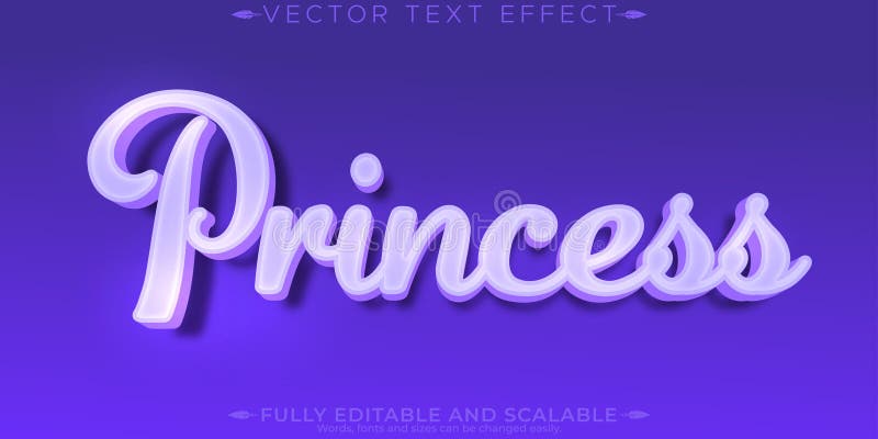 Princess Text Effect, Editable Queen and Pink Text Style Stock Vector ...