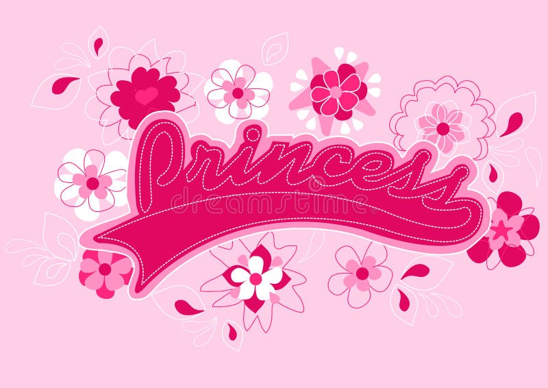 Princess text embroidery. stock vector. Illustration of stitching ...