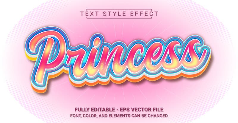 Princess Text Style Effect. Editable Graphic Text Template Stock Vector ...