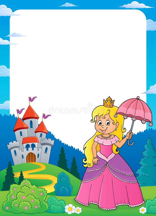 Princess with Umbrella Theme Frame 1 Stock Vector - Illustration of ...