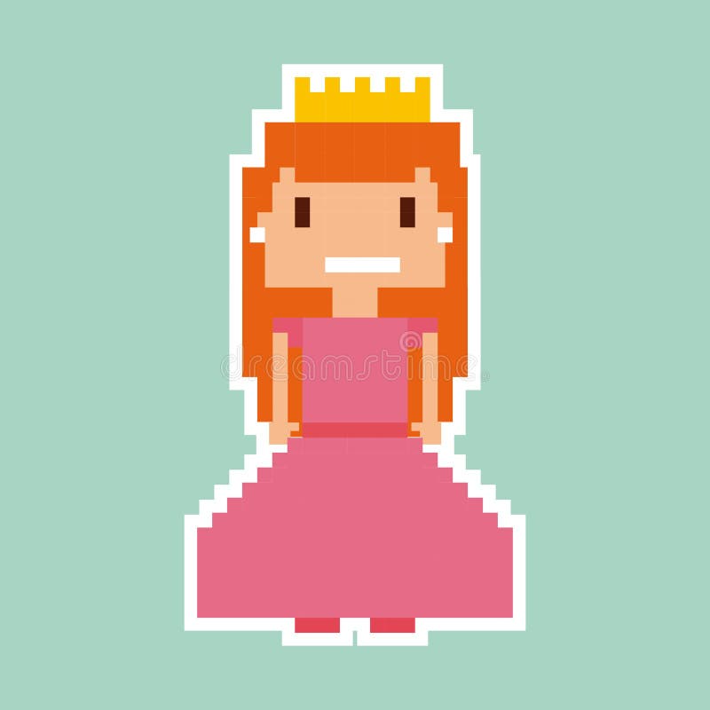Vector 8 Bit Pixel Princess For Game Stock Illustration - Illustration ...