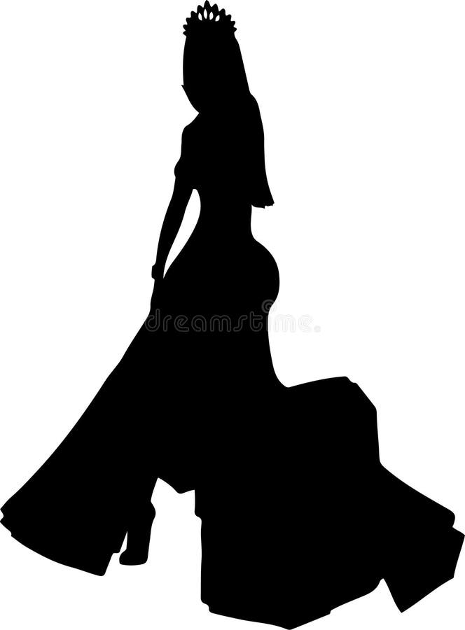 Silhoutte of a Princess Standing Doing a Pose Stock Vector ...