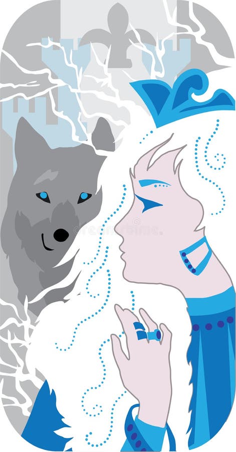 Princess and Wolf Illustration Stock Vector - Illustration of winter ...