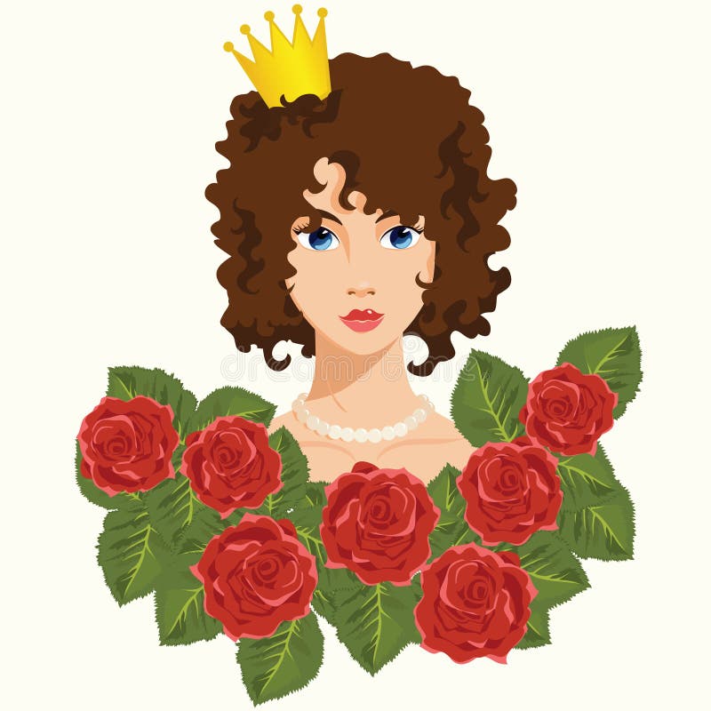 Princesse Avec Les Roses Rouges Illustration de Vecteur - Illustration ...