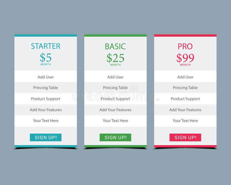 Princing Table 6 stock vector. Illustration of button - 131455318