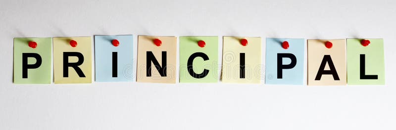 PRINCIPAL the Phrase is Written on Multi-colored Stickers, on the White ...
