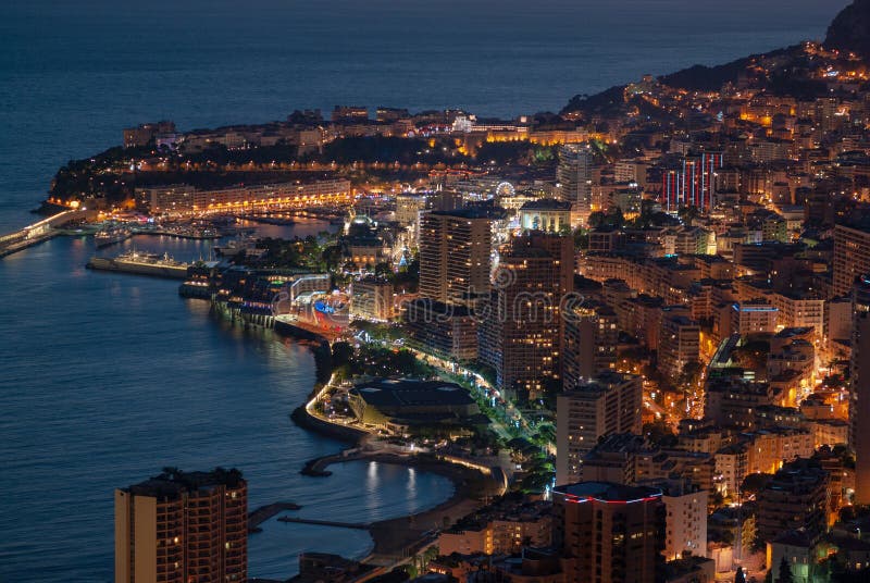Monaco by night stock photo. Image of city, famous, outside - 144010024