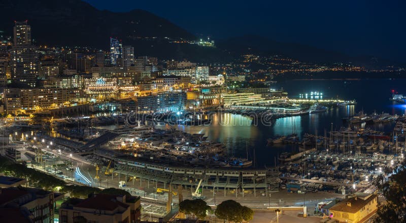 Monaco by night stock photo. Image of montecarlo, nightlife - 143576676