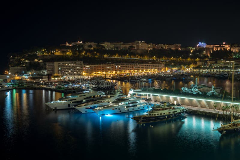 Monaco by night stock photo. Image of international - 143576904