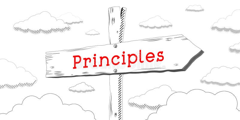 Principles - Outline Signpost with One Arrow Stock Illustration ...